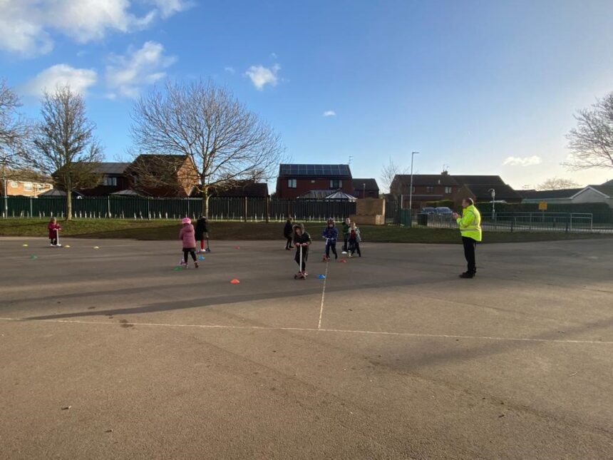 Class 2's Scooter Training - Hook C. E. Primary School